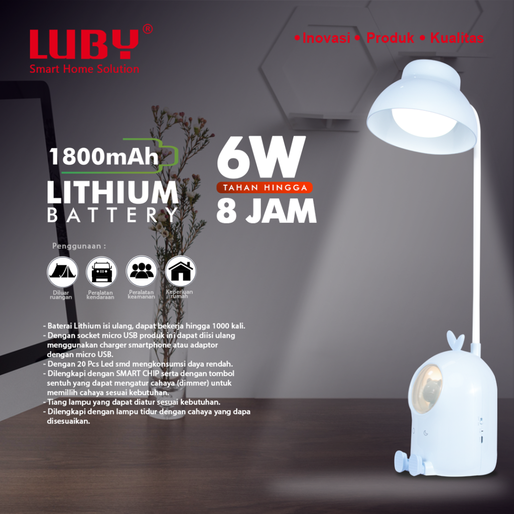 Luby LED Desk Lamp / Lampu Meja Luby multi fungsi bisa disesuaikan ...